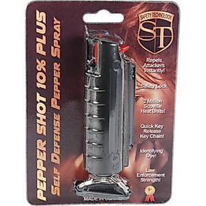 Pepper Shot Pepper Spray Police Strength Compact Case Quick Release Key Ring Lot of 2 (1) Pink (1) Black