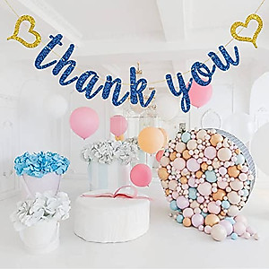 INNORU Thank You Banner Navy Blue Glitter, Wedding Bridal Shower, Thanksgiving Day Party Decorations, Engagement Party Banner, Perfect Wedding Party Decoration Suppllies