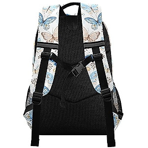 JHKKU Retro Butterfly Backpack for Girls Boys School Bags Teen Personalized Bookbag, Lightweight Laptop Bag Travel Backpacks