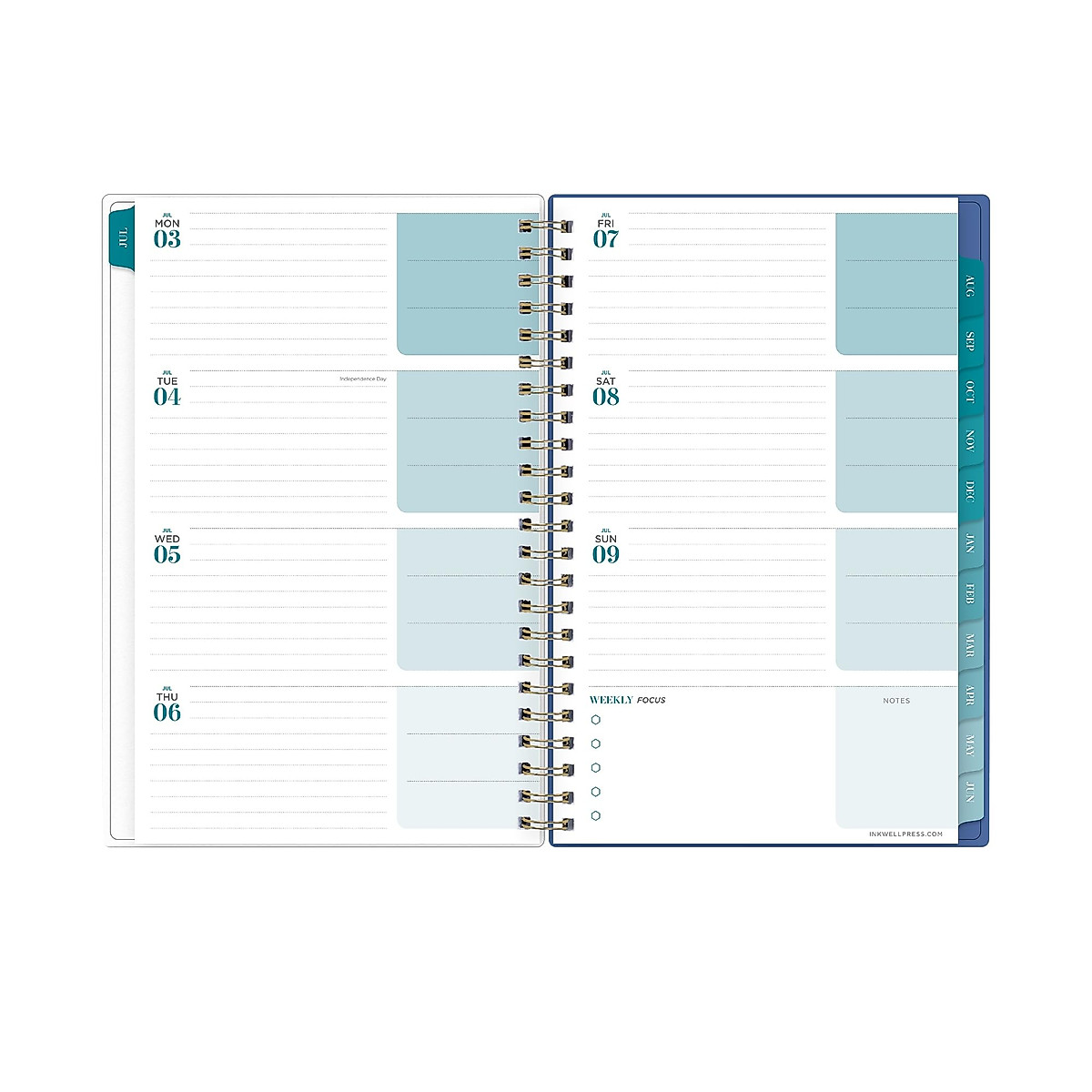 2023-2024 Blue Sky™ Inkwell Press Whirlwind Frosted Polypropylene Horizontal Weekly/Monthly Flex Academic Planning Calendar, 5" x 8", July 2023 to June 2024, 144271
