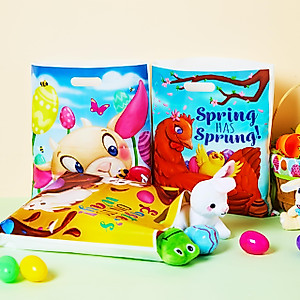 JOYIN 72 Pcs Easter Gift Bags 13" x 14.8", PE Easter Theme Gift Goodie Bags Party Treat Bags for Easter Egg Hunt, Easter Kids Party Favor Supplies