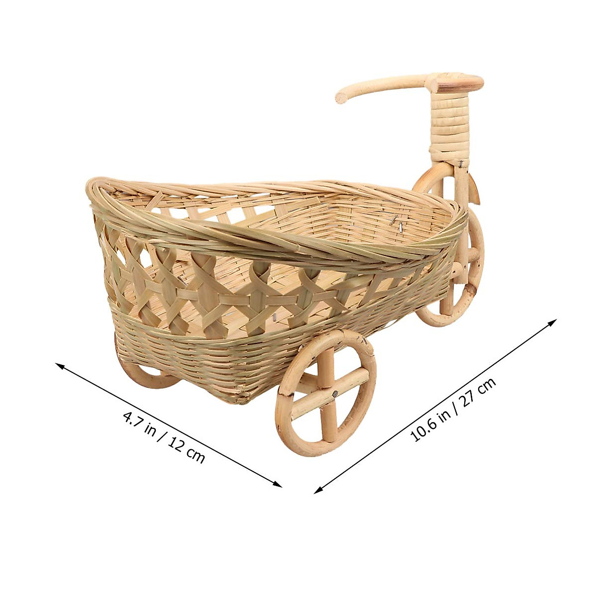 Straw Fruit Basket Bamboo Bread Basket Container Bowl Candy Basket Serving Basket Flower Basket Appetizer Tray Storage Basket Tricycle Design for Fruit Snack Nuts Chip
