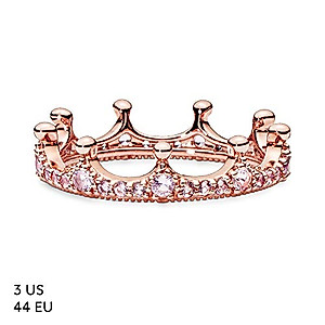 PANDORA Jewelry Pink Sparkling Crown Crystal Ring in Rose, Size 10.5