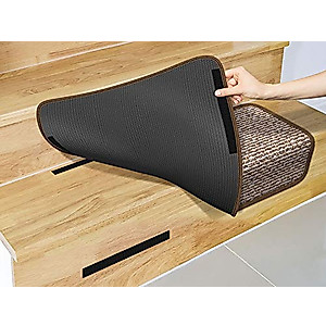 House, Home and More Set of 15 Overstep Attachable Carpet Stair Treads - Praline Brown - 17 Inches X 30 Inches