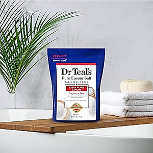 Dr Teal's Pure Epsom Magnesium Salt Soak, Fragrance Free, 6 lbs (Pack of 6)