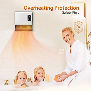 Air Choice Electric Wall Heater, 1500W Floor & Wall Mounted Heater with Remote, Adjustable Thermostat, 12H Timer, 3 Modes, Child Lock, Waterproof Plug, Quick Heat Infrared Space Heater for Indoor Use