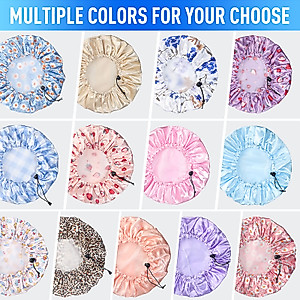 Shower Caps for Women Reusable Waterproof- Adjustable Women Shower Cap Reusable Hair Cap for Shower, Shower Cap for Adult and Kids