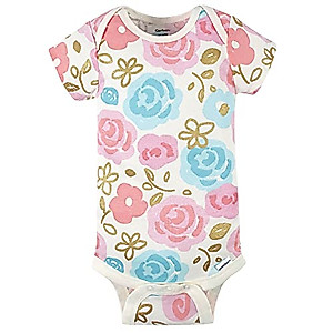 Gerber Baby Girls' 4-Pack Short Sleeve Onesies Bodysuits, Princess Pink, 18 Months