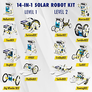 Teach Tech SolarBot.14, Transforming Solar Robot Kit, STEM Learning Toys for Kids 10+