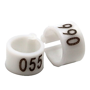 iherdsman 001-100 Multi-color Bird Leg Bands Numbered 8 mm Pigeon Parrot Chicks Leg Band Duck Clip Rings Bands (White)