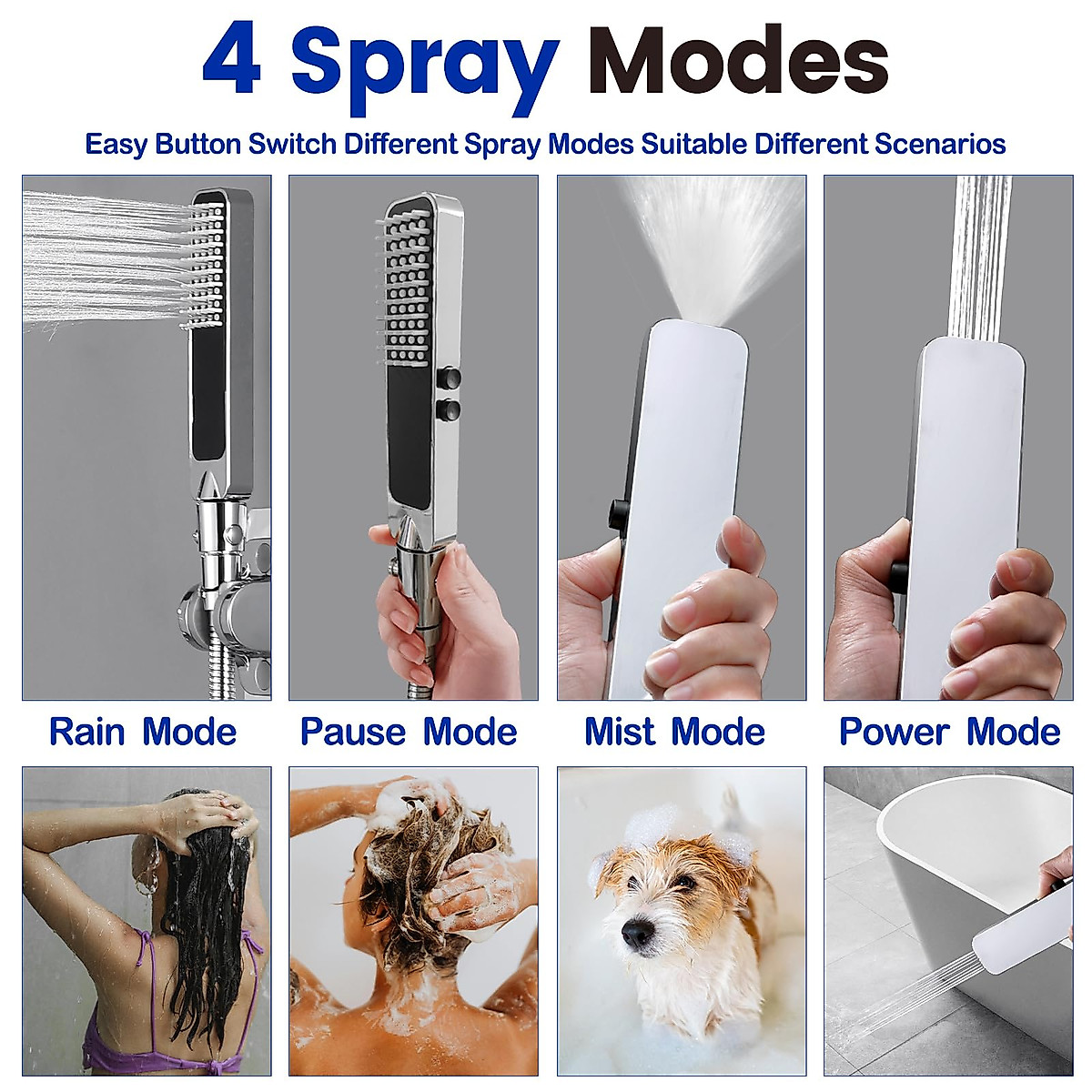 13" Dual Rainfall Shower Head with Handheld Spray Combo, 3 Settings Shower Diverter, Massage Handheld Shower Wand, Adjustable Extension Arm, 71 Inches Extra Long Hose - Polished Chrome