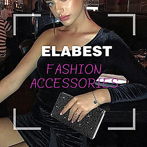 ELABEST Glitter Evening Clutch Bag Rhinestone Handbag Crossbody Purse Wedding Party Bag for Women and Girls (Single-sided black crystal)