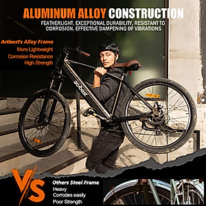 ACTBEST Core Electric Bike for Adults - Peak 1000W Brushless Motor Ebike, 468&500Wh Removable Built in Battery 26&27.5X2.1 Tire Step Over Bicycle with 7 Speed, Commute E Bikes