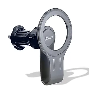 MAGNETIC LINK Car Mount, Compatible with MagSafe Cases and MagSafe Wireless Charger for iPhone 15, 14, 13, 12 series, Hands Free Cell Phone Holder with Secure Vent Clip - Graphite