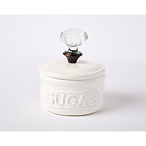 Mud Pie Door Knob Sugar Bowl, White 5.85H X 6.7L X 6.35W