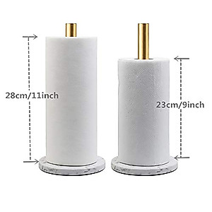 LUTAVOY Marble Paper Towel Holders Copper Plated Standing Kitchen Paper Towel Holder with Marble Base (KZ22 - Gold)
