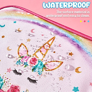 WAWSAM Rainbow Pink Toiletry Bag - Travel Toiletry Bag for Kids Girls Christmas Birthday Gift Camping Toiletry Case Toiletries Makeup Cosmetic Pouch Pink Water-resistant Wash Bag Dopp Kit with Pocket