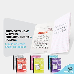 Enday Primary Composition Notebook K-2, Primary Ruled Composition Book, Primary Composition Notebook for Kids, 100 Sheets kindergarten Notebook, Pink, Purple, Green, Blue, Red, Grey (6 Pack)