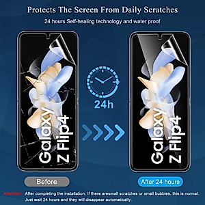 [2 Sets 6 Pack] WYQLTD for Samsung Galaxy Z Flip 4 Screen Protector,Internal Flexible EPU Screen Protector and Tempered Glass Camera Lens Protector, Scratch Resistant, High Definition Bubble Free