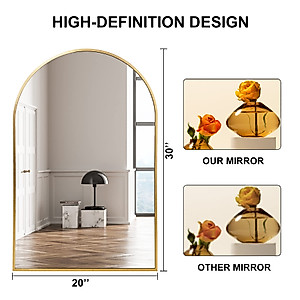 Gold Arch Mirror 20 x 30 Inch, Bathroom Arched Mirror in Aluminum Alloy Frame, Brushed Gold Arched Wall Mirror for Entryway, Bedroom, Mantel, Hallway, Salon (Gold, 20" x 30")