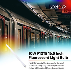 lumenivo F10T5 Fluorescent Bulb Cool White 4200K 10W T5 16.5 Inch CW Fluorescent Bulbs with G5 Mini 2-Pin Base - Light Bulb for Residential, Commercial Offices, Schools, Supermarkets - 1 Pack