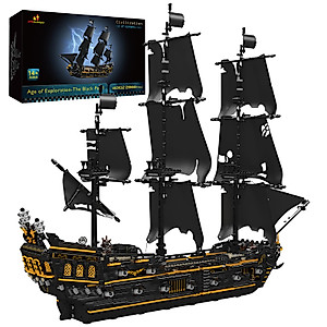 JMBricklayer Black Pirate Ship Model Building Sets, Mysterious Pirate Toys Building Kits, Collectible Model Ship Building Blocks, Cool Pirate Ship Toy, Gifts for Boys Teens Collectors (2868 Pieces)