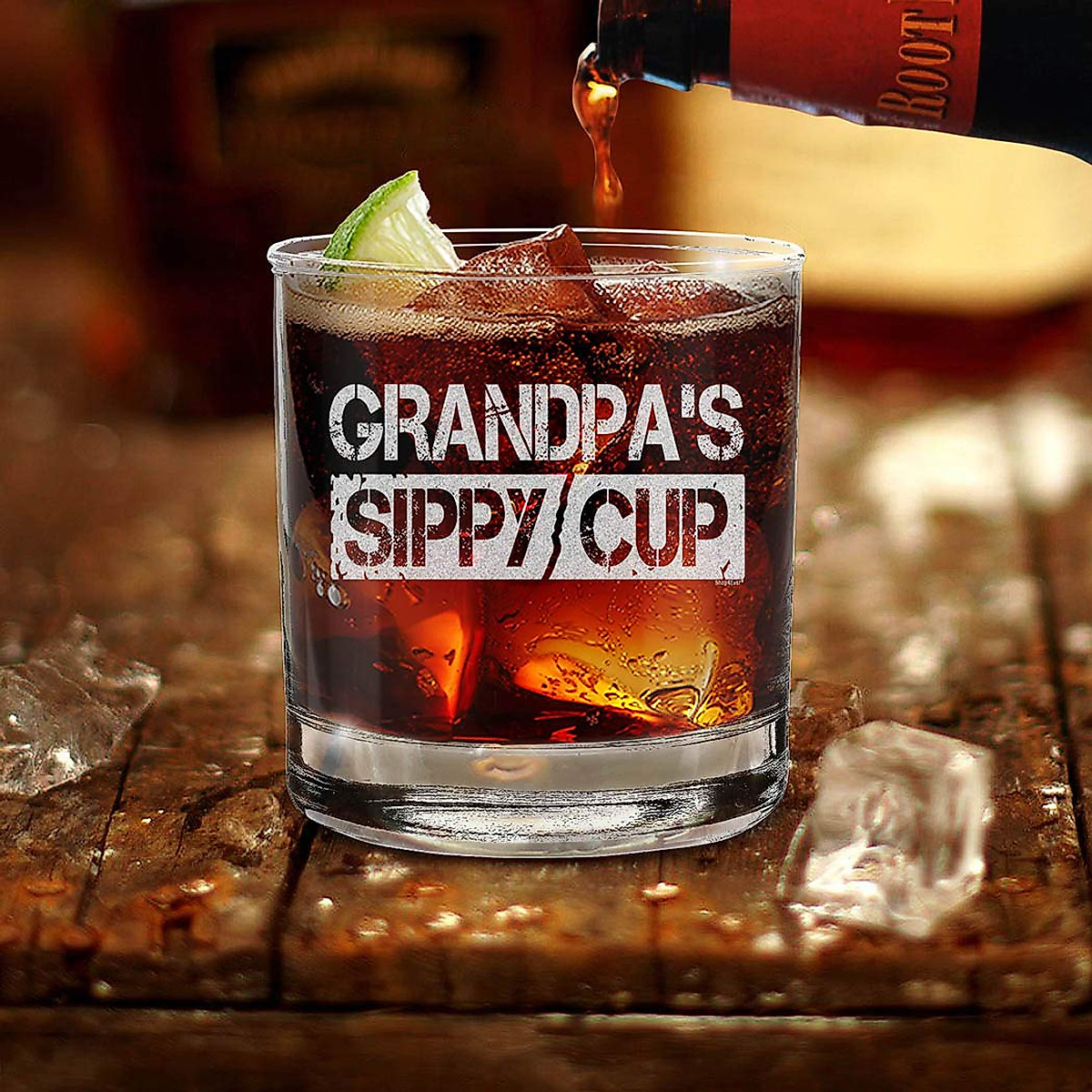shop4ever Grandpa's Sippy Cup Engraved Whiskey Glass Promoted To Grandpa New Grandpa