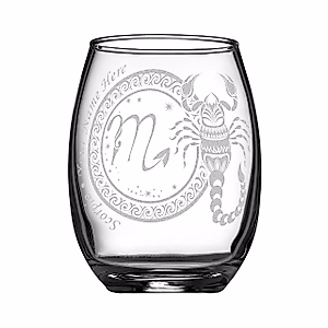 We Love Horoscope Personalized YOUR NAME HERE Laser Engraved STAR SIGN Wineglass (15oz) (SCORPIO)