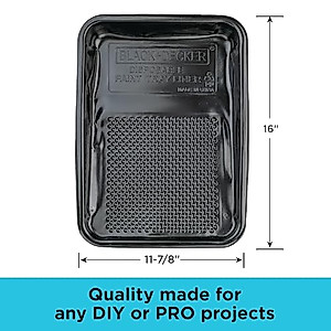 Black+Decker Paint Tray Liner - 10 Pack: Convenient Disposable Liners for Easy Cleanup - Compatible with Standard Paint Trays - Ideal for DIY Projects and Professional Painting Jobs