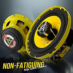 Pyle Car Two Way Speaker System - Pro 6.5 Inch 240 Watt 4 Ohm Mid Tweeter-Audio Sound Speakers For Car Stereo w/ 30 Oz Magnet Structure, 2.25” Mount Depth Fits Standard OEM -PLG6.2 (Pair) Yellow