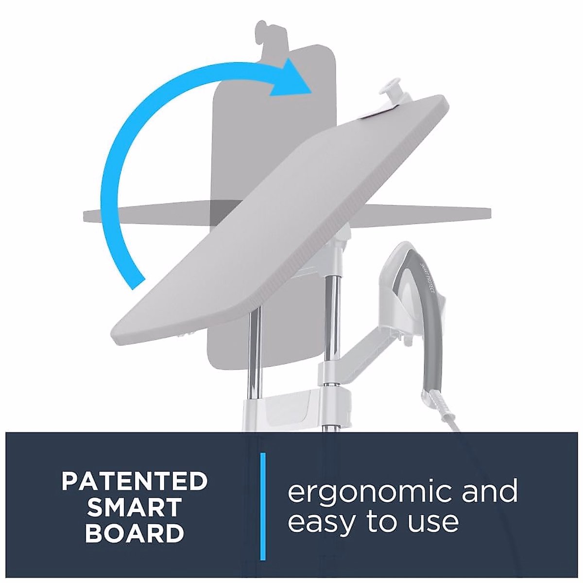 Rowenta, Steamer for Clothes, IXEO Full Size Steamer with Ironing Board, 65 Inches, 45 Second Heatup, 1 Liter Capacity, 1500 Watts, Ironing, Portable, Adjustable, White Clothes Steamer, QR1411