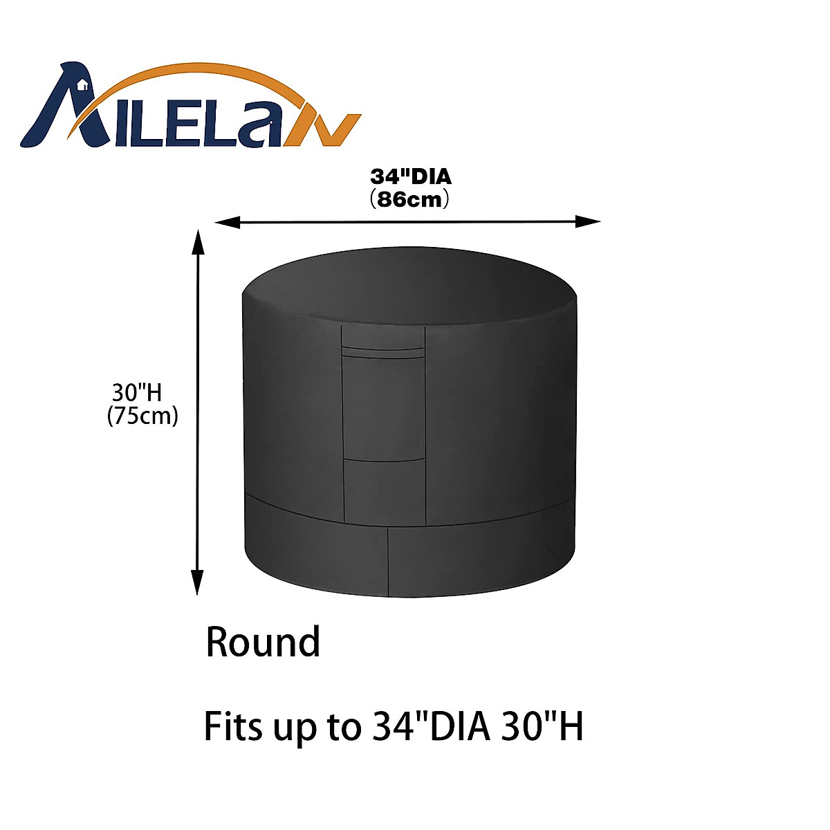 Ailelan Winter Air Conditioner Covers for Outside Units - 34 x 34 x 30 inches Water Resistant AC Unit Covers Outdoor - American Standard Furniture Universal Cover (Round) - Black