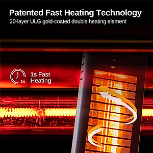 EAST OAK Patio Heater for Commercial Use, 4000W Wall Mounted Infrared Heater, Outdoor Heaters for Patio for Large Area, IP65 Waterproof Electric Heater Fast Heating with Remote Control, 240V Black