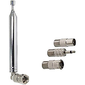 FM Radio Antenna, Ancable Indoor FM Telescopic Antenna 75 Ohm F Type Male Plug Connector with Adapter for Table Top Radio HiFi AV Stereo Receiver Mini System