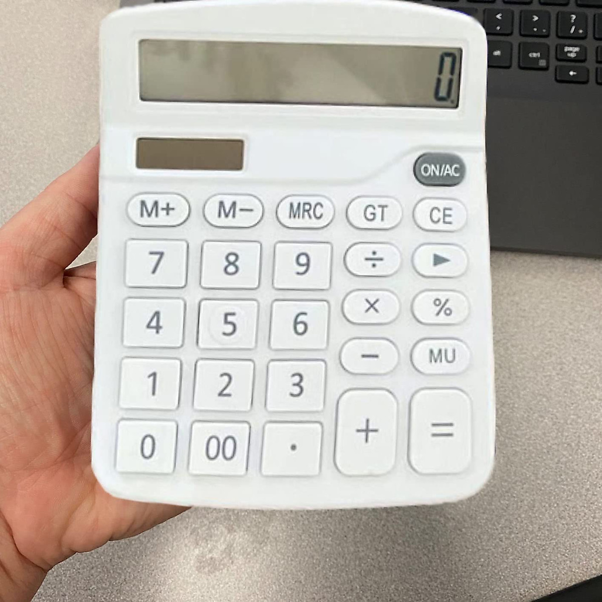 YOUHO Calculator, 12-bit Solar Battery Dual Power Standard Function Electronic Calculator with Large LCD Display Office Calculator White