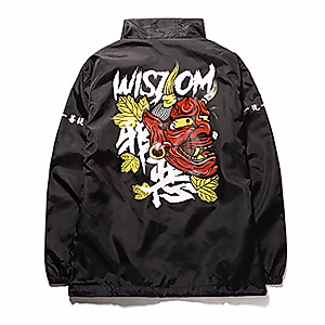 AITFINEISM Men's Lightweight Windbreaker Casual Drawstring Hooded Zip Jackets (Large, Black-1)