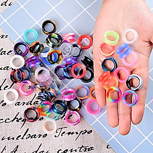 Qmcandy 60pcs Colorful Soft Flexible Silicone Tunnels Double Flared Ear Piercing Plugs Gauge 9/16 inch