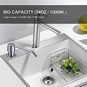 VANNSOO Bathroom Kitchen Sink Soap Dispenser Chrome, 34 oz ( 1000ml ) Brass Large Under Sink Faucet Soap Dispenser Bottle Replacement Detergent Dish Soap Dispenser