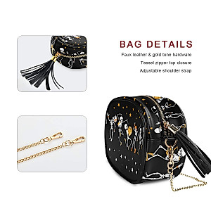 ALAZA Cute Sugar Skull Pumpkin Star Halloween PU Leather Small Crossbody Bag Purse Wallet Cell Phone Bags with Adjustable Chain Strap & Multi Pocket