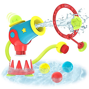 Yookidoo Toddler Kids Bath Toys (Ages 4-8) - Water Cannon Ball Blaster - Suction Cups to Any Bath Tub or Shower - Includes 5 Balls & Hoop to Shoot Through - Turn Bath Time into Endless Fun for Kids!
