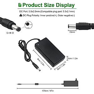 12V 3A PowerAdapter Adapter,AC Power Supply 36W Max Convert Transformer Plug /100-240V 5.5mmX2.1with Female Barrel Connector to Screw Adapter for CCTV Camera System&LED Strip (36, Watts)