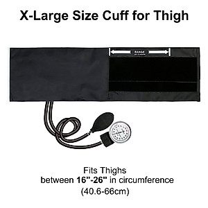 Aneroid Sphygmomanometer by LotFancy, X -Large Thigh BP Cuff(16-26in), Professional Manual Blood Pressure Monitor, Black Adult Cuff and Carrying Case