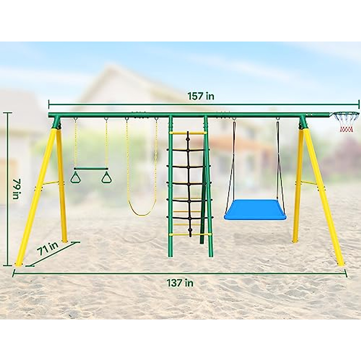 Swing Sets for Backyard, Osoeri 6 in 1 Swing Set, 440 lbs Heavy-Duty ...
