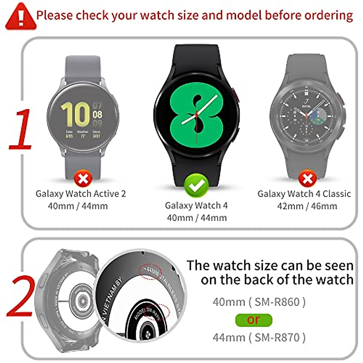 RICHONE [6Pack] Bling Case Compatible with Samsung Galaxy Watch 4 40mm 44mm Protector, Diamonds Cover Hard PC Bumper Frame (6 Colors, Watch 4 40mm)