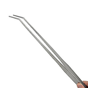 LILYS PET Straight and Bend Stainless Steel Super Thick Tweezers Set,Pliers Aquarium Tool Fish Tank Aquatic Plants Forceps Clip (18.9")