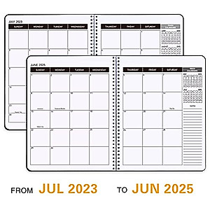Office Planner July 2023 - June 2025 Monthly Calendar Planner - 9×11 Inch Time Management Personal Planner Hard PVC Cover with Spiral Bound