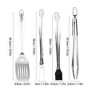 4Pcs Grill Tools, Stainless Steel Grill Tool Set Hook Design Bbq Tool Set Portable Bbq Tools Sturdy Grilling Tools Set for Outdoor, Cooking, Camping, Grilling