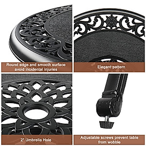 VINGLI Outdoor Bar Table, Cast Aluminum Bar Height Patio Table with Umbrella Hole Patio Dining Table, Tall Outdoor Table Bistro Table Outdoor Furniture Garden Table 32" Dia x 41 H (Black)