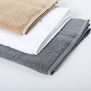 sense gnosis Hand Towel Set of 3 Premium 100% Cotton Ultra Soft Highly Absorbent Decorative Hand Towels for Bathroom Home Hotel Spa 13 X 29 Inch (White, Khaki, Grey)