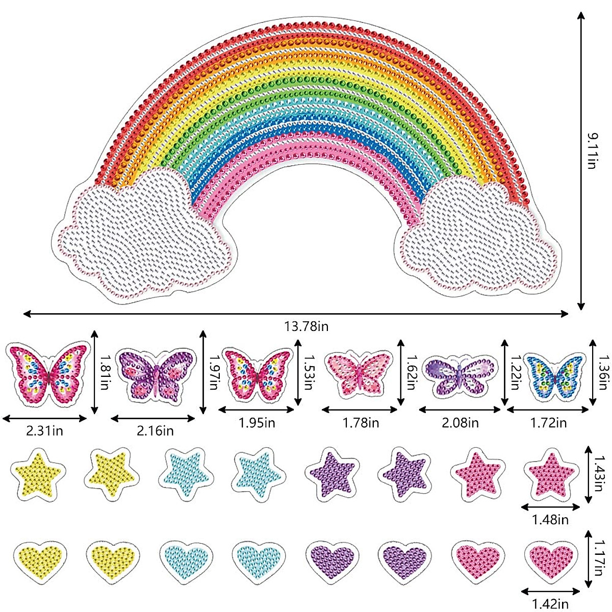 AcePyans Glow in The Dark Wall Diamond Art Stickers Kits, Wall Decor for Bedroom Living Room, Window Decals Arts and Crafts for Kids Girls Boys (Rainbow-1)